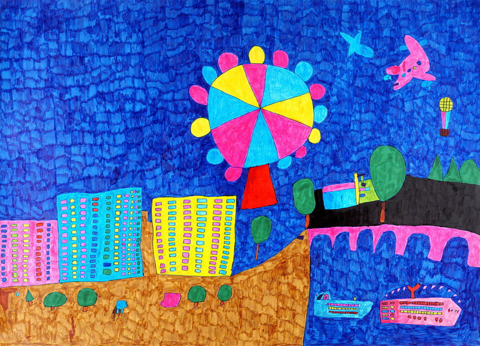 山田悦久「街並み5」 | ふじのくに障がい者芸術ポータルサイト Findart(ふぁいんだー)