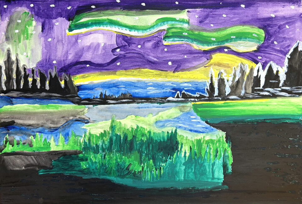 波平佳也乃「イエローナイフのオーロラ」 | ふじのくに障がい者芸術ポータルサイト Findart(ふぁいんだー)