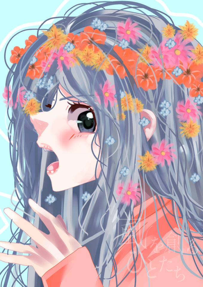 ここ奈 るん「花と君」 | ふじのくに障がい者芸術ポータルサイト Findart(ふぁいんだー)